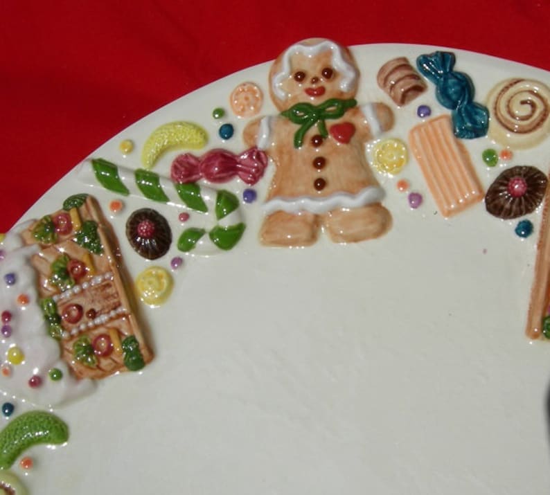 Old Fashioned Christmas Holiday Gingerbread Cookie Platter, Ceramic ...