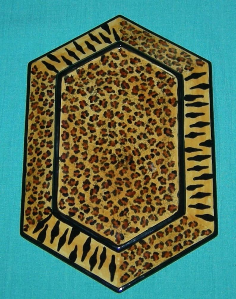 Custom LEOPARD PRINT/TIGER 6-sided Dessert Platter With Matching Plates ...