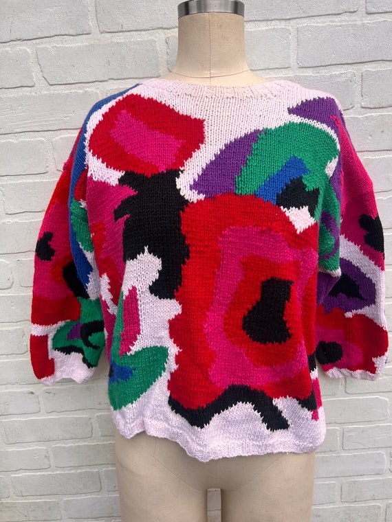 Vintage Hand Knit Sweater. Knit Sweater. Easter/ Sp… - Gem