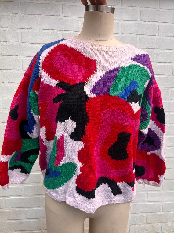 Vintage Hand Knit Sweater. Knit Sweater. Easter/ Sp… - Gem