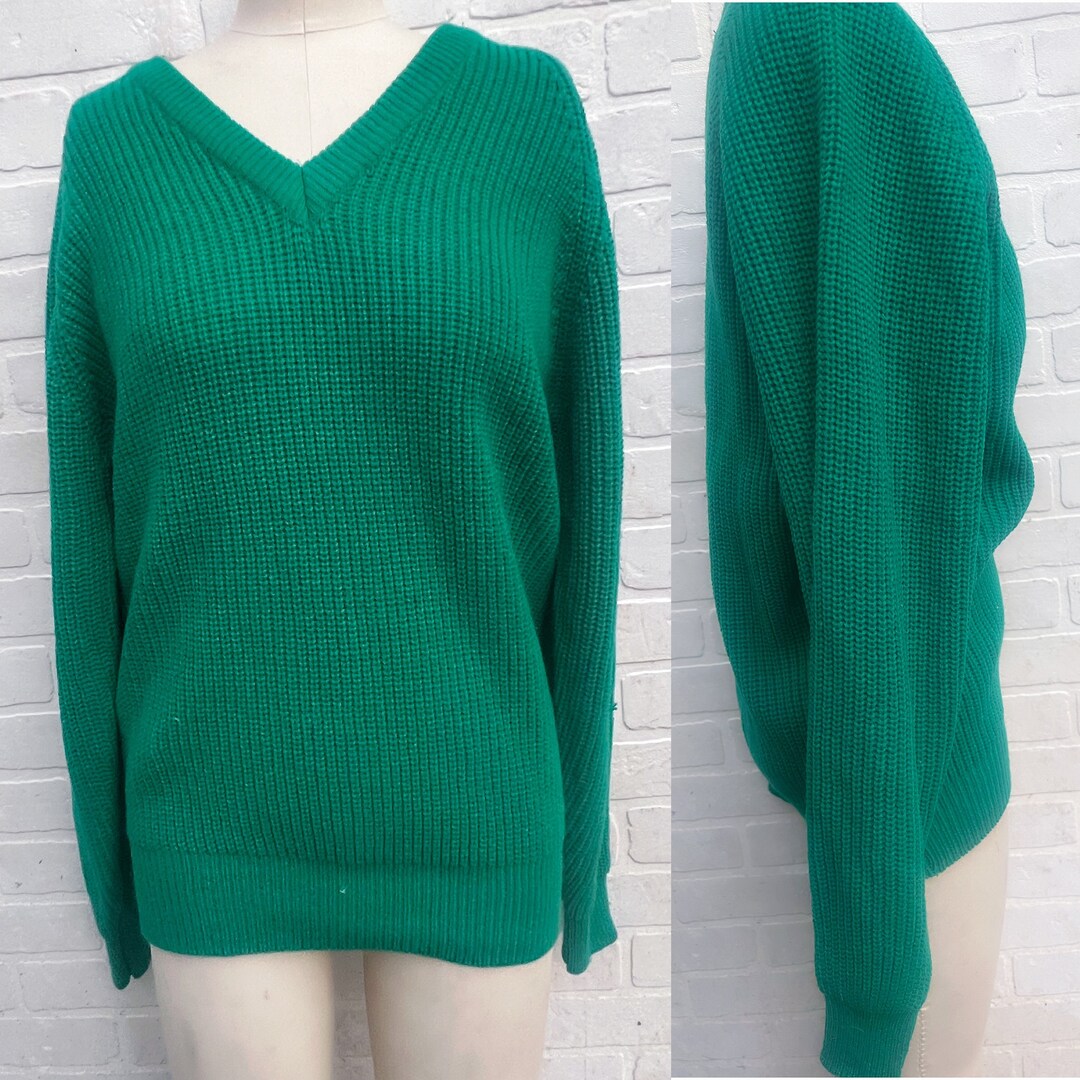 Vintage Green Knit Sweater. Green Holiday Sweater. Christmas Knit ...