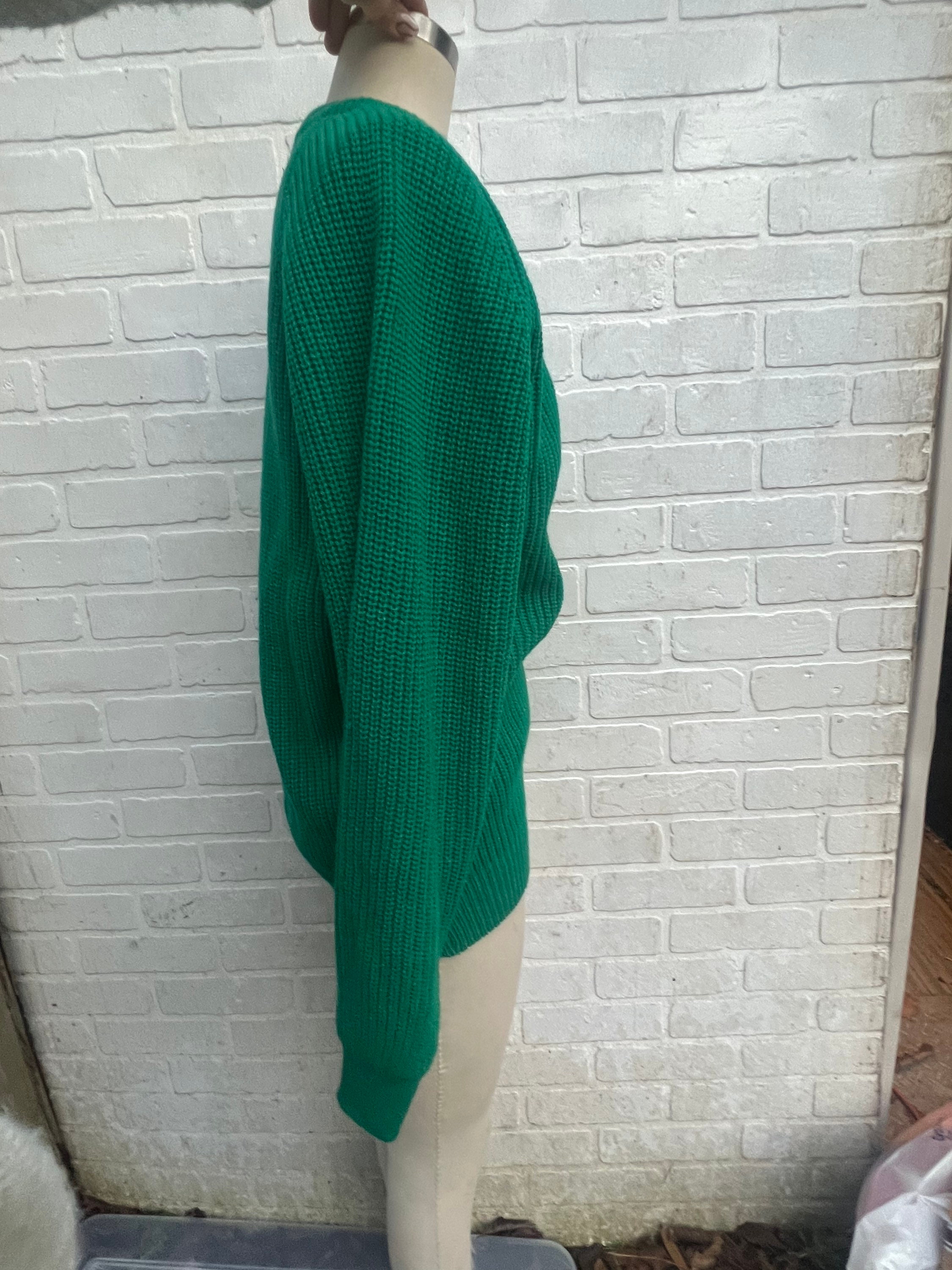 Vintage Green Knit Sweater. Green Holiday Sweater. Christmas Knit ...