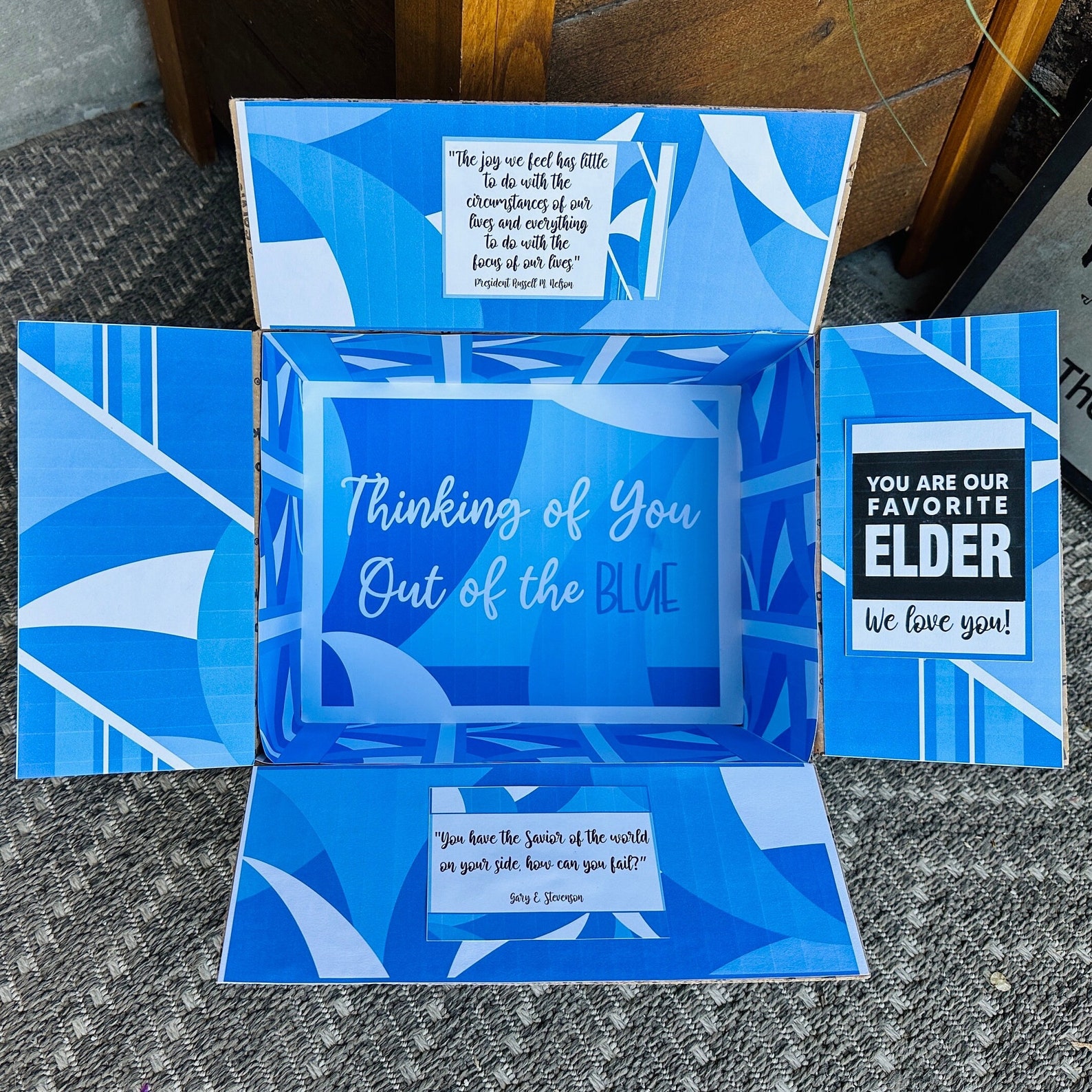 Out of the Blue Care Package Box Decor (LDS Elder/sister Missionary ...