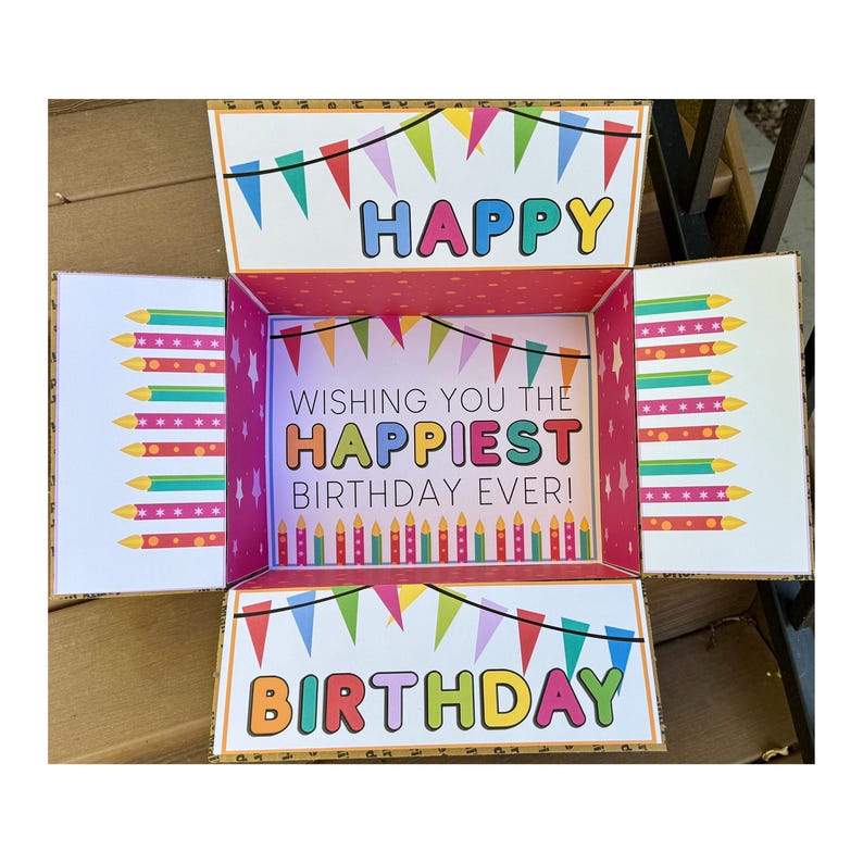Happy Birthday Printable Box Decor for Care Package With Banner DIGITAL ...