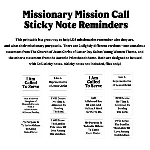 LDS Missionary Mission Call Sticky Note Reminders - Etsy