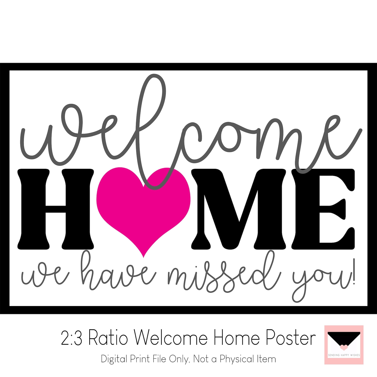 Welcome Home Heart Poster Digital File (2:3 Ratio) - Etsy