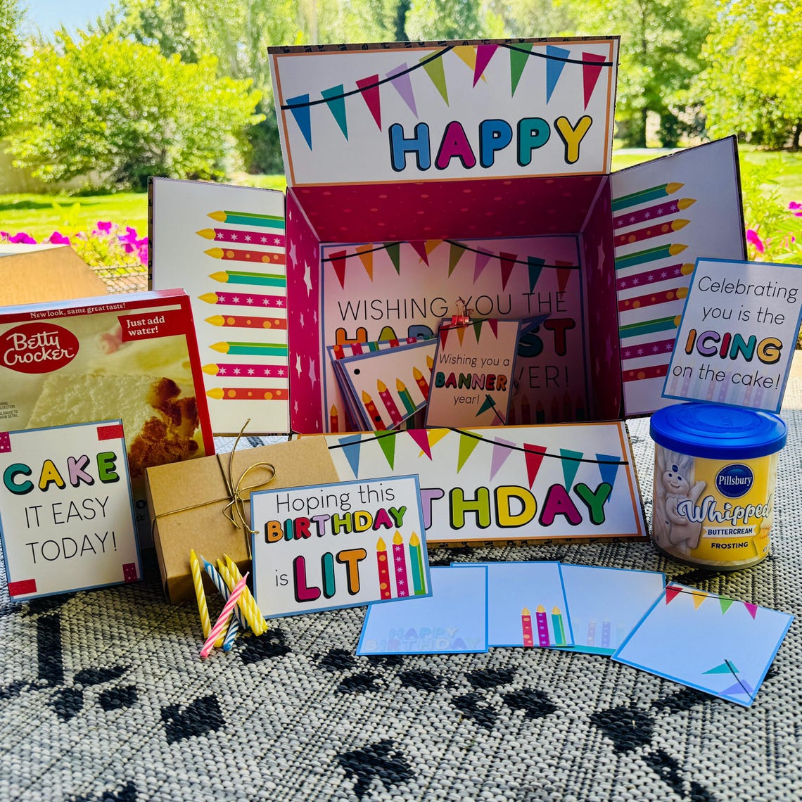 Happy Birthday Printable Box Decor for Care Package With Banner DIGITAL ...
