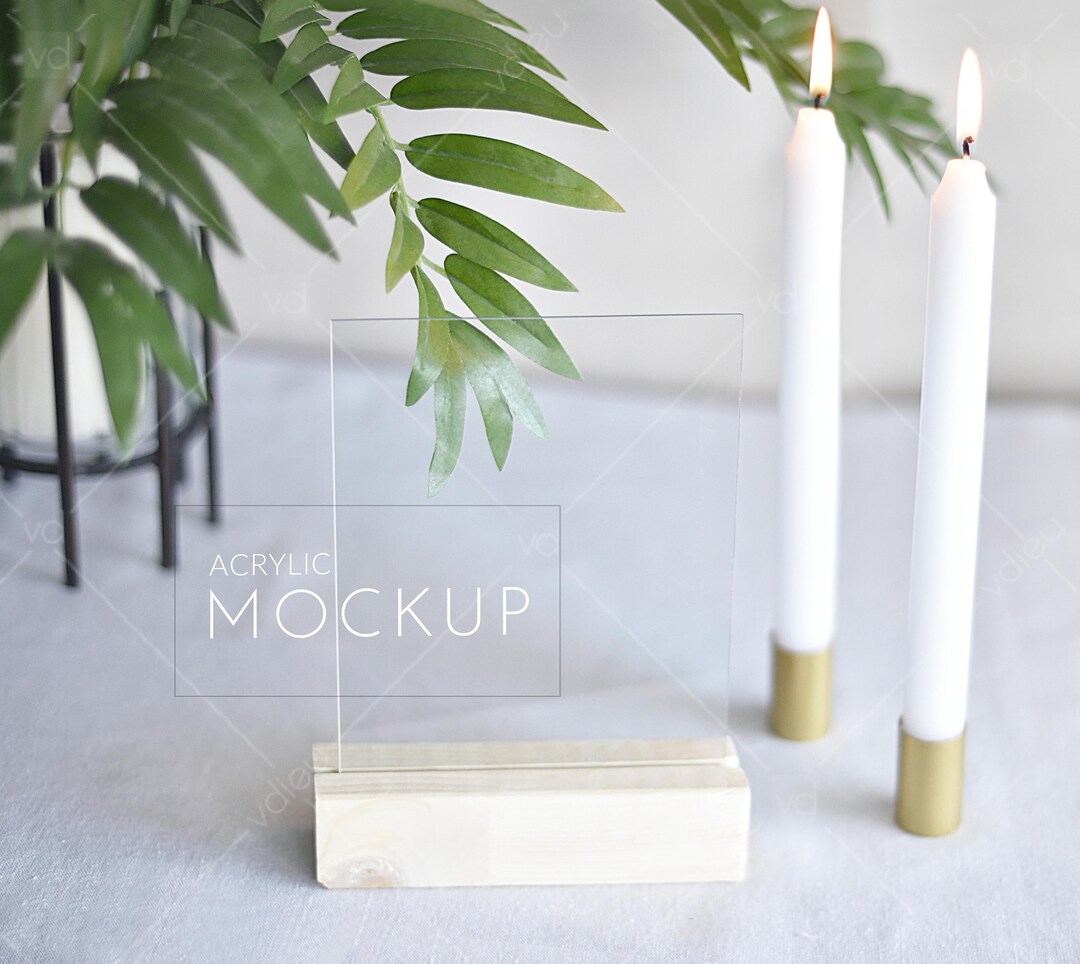 5x7 Table Acrylic Sign Mockup, Clear Acrylic Mockup, Menu Sign Mockup ...