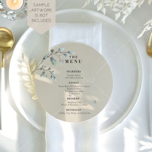 6" Round Menu Mockup, Round Menu Mockup, Wedding Menu Mockup, VDMENU-3 ...