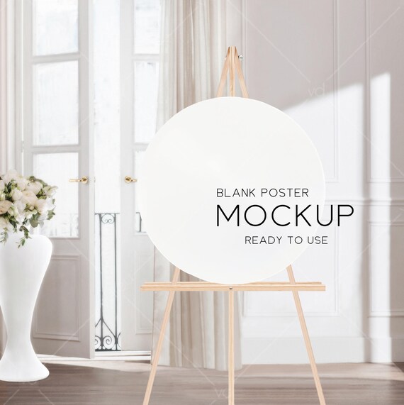 Circle Poster Mockup Round Poster Mockup on Easel Welcome | Etsy