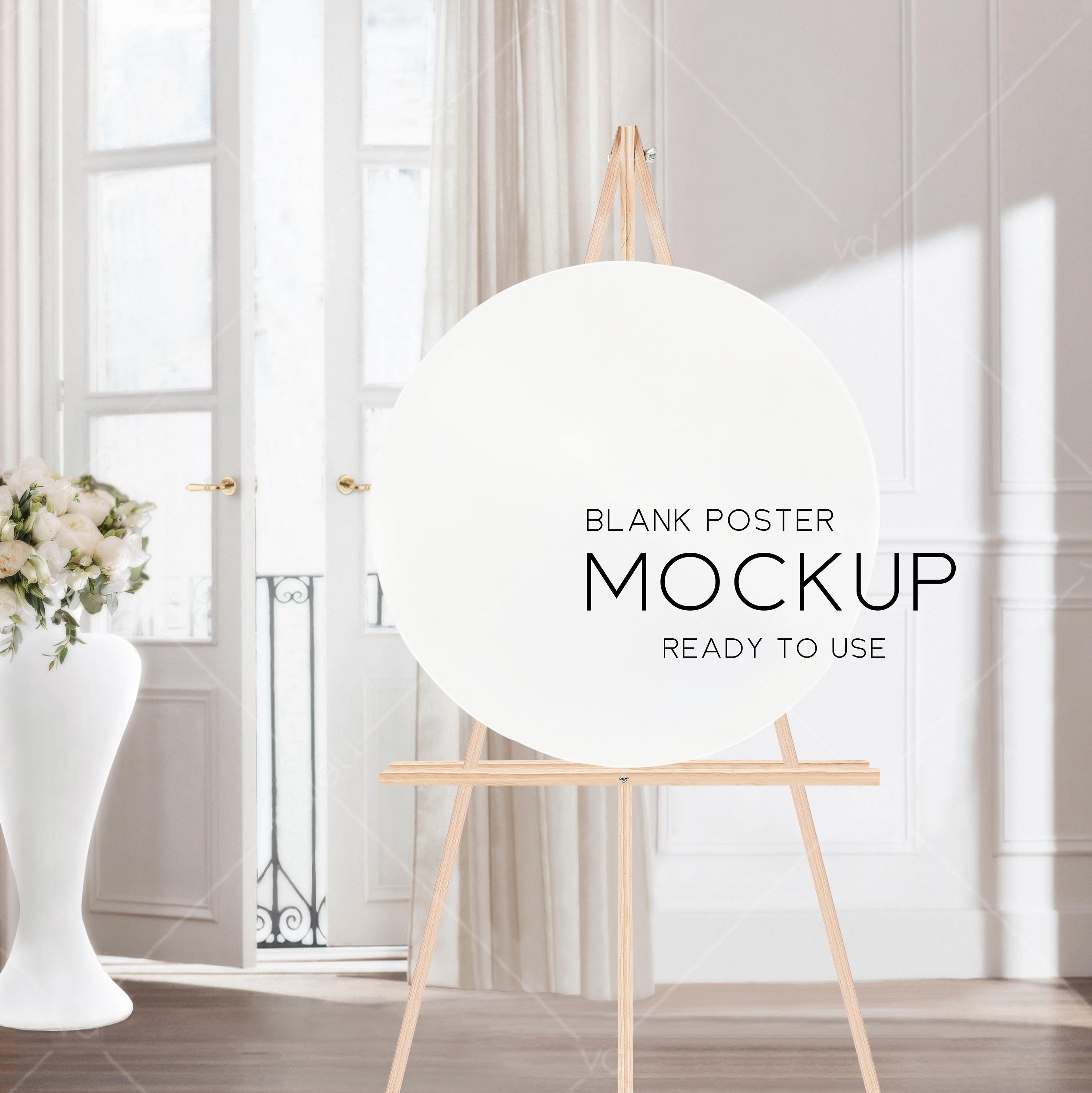 Circle Poster Mockup Round Poster Mockup on Easel Welcome | Etsy