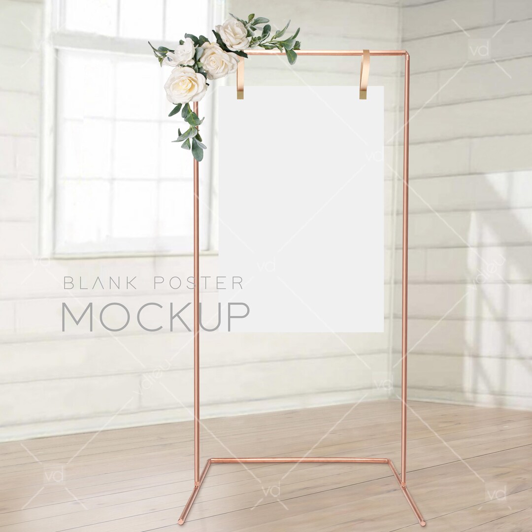 Copper Poster Sign Mockup, White Poster on Copper Stand Mockup, Wedding ...
