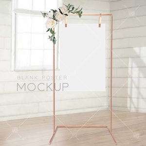 Copper Poster Sign Mockup, White Poster on Copper Stand Mockup, Wedding ...