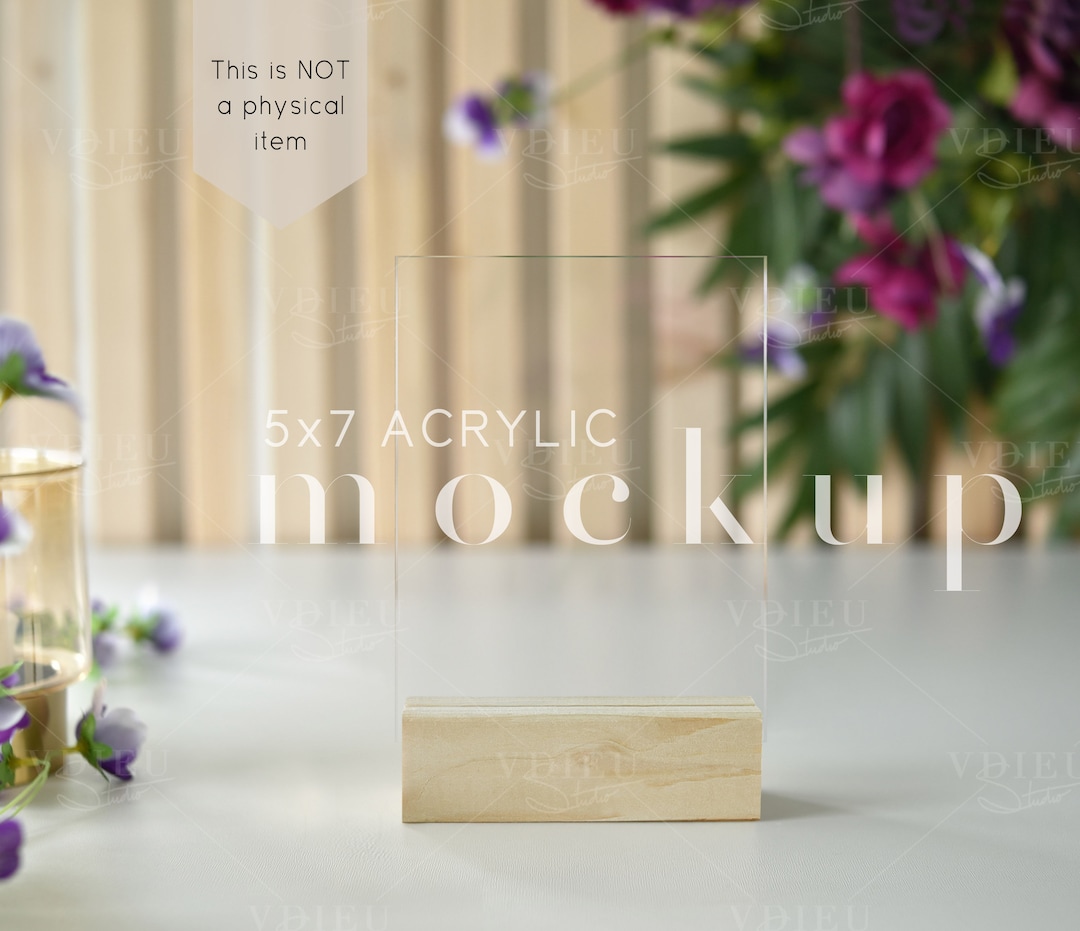 Acrylic Mockup, 5x7" Acrylic Table Sign Mockup, Acrylic Number Sign ...