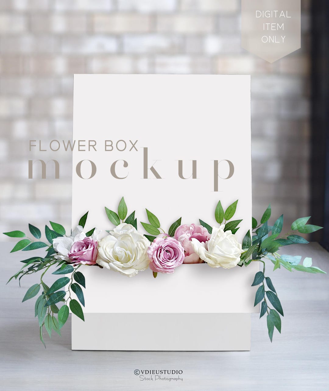 Floral Box Wedding Mockup, White Flower Box Mockup, Mockup Flower Box ...