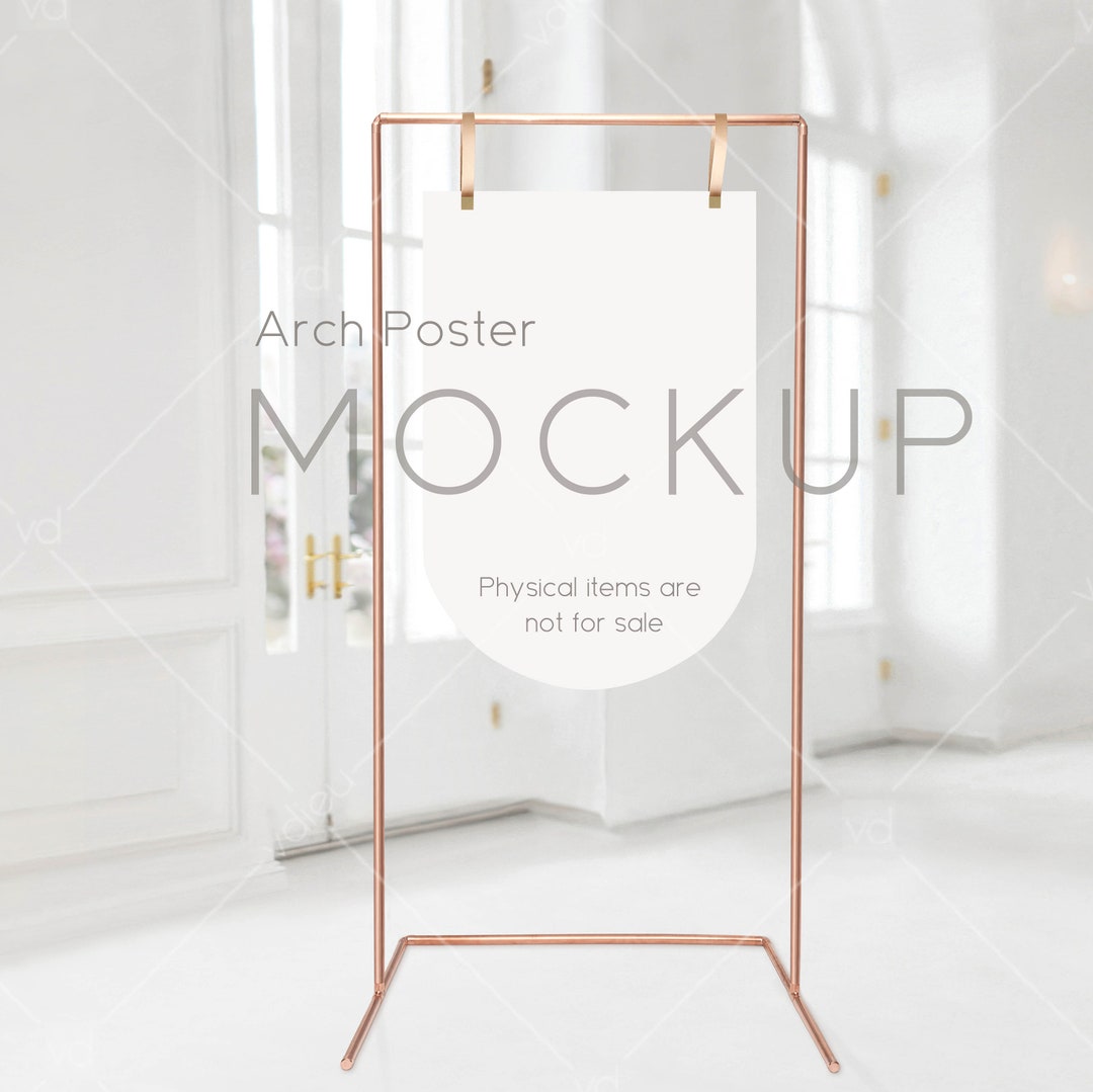 Arch Poster on Copper Stand Mockup, Hanging Arch Poster Mockup ...