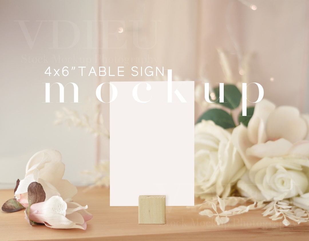 Table Sign Mockup, 4x6 Table Number Mockup, Wedding Stationery Mockup ...