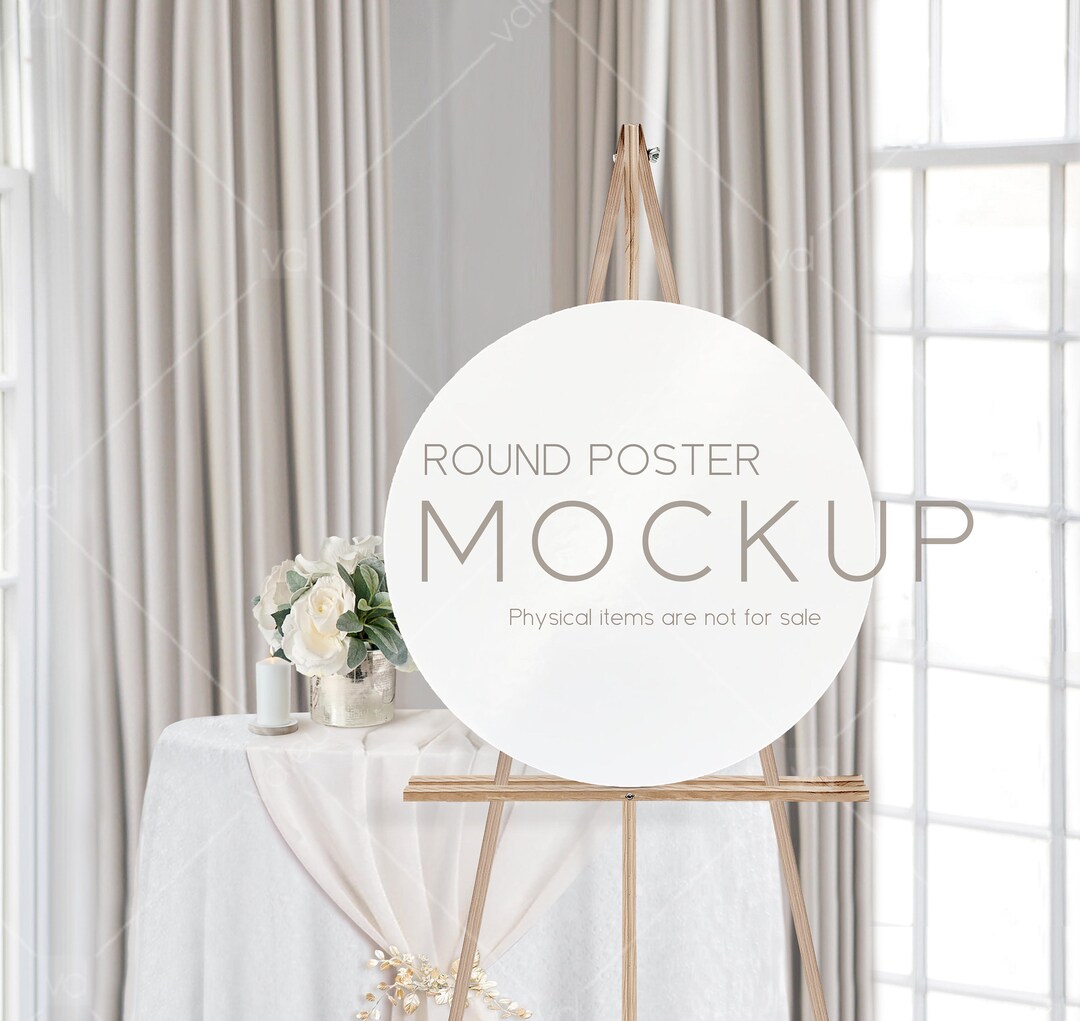Modern Wedding Sign Mockup, Circle Poster Mockup, Round Poster Mockup ...