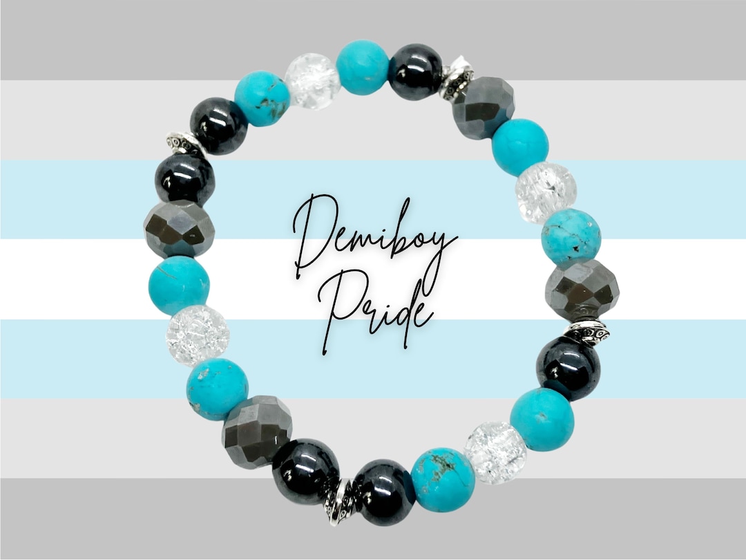 Demiboy Flag Bracelet / Demiboy Pride Gift / Gemstone Bracelet / Subtle ...