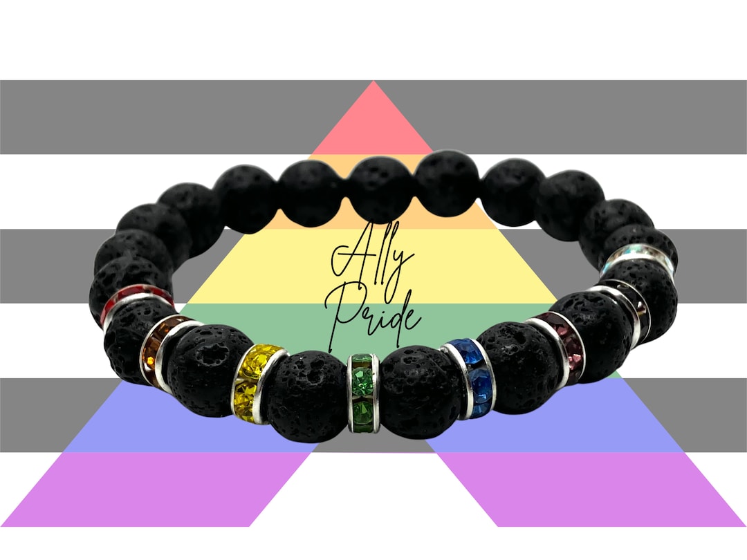 Personalized Ally Equality Bracelet / Ally Pride Gift / Lava Gemstone ...