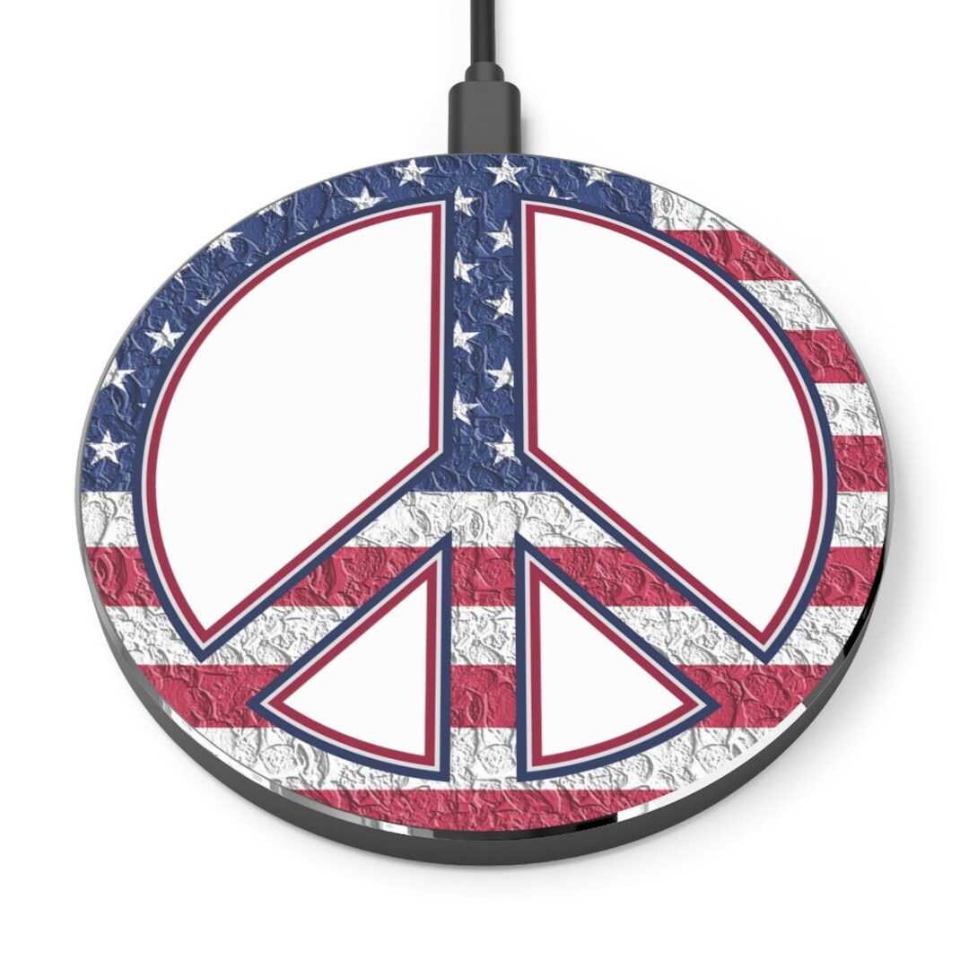 American Flag Peace Wireless Charger - Etsy