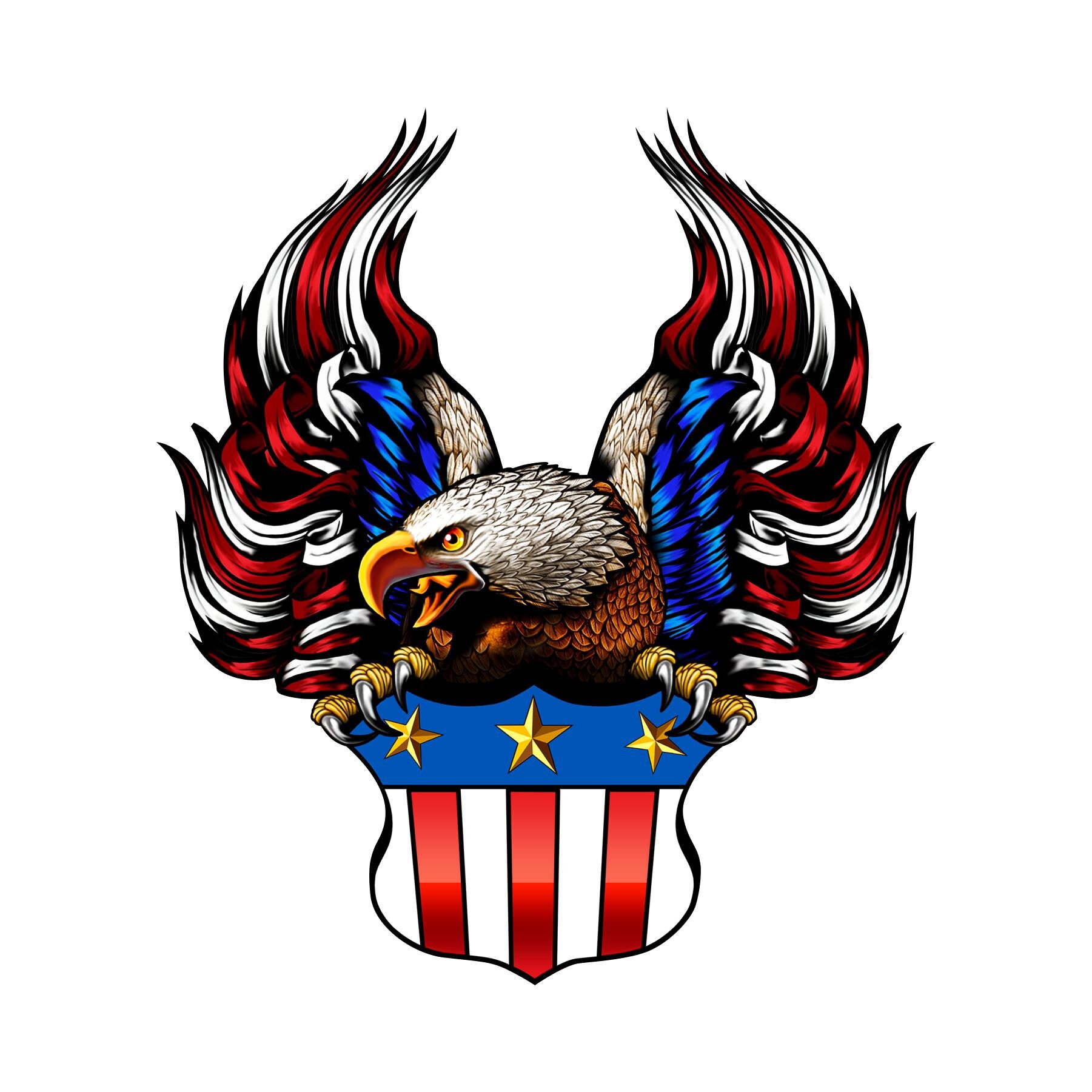 Flag Eagle With Crest Decal American Decal USA Eagle Flag | Etsy
