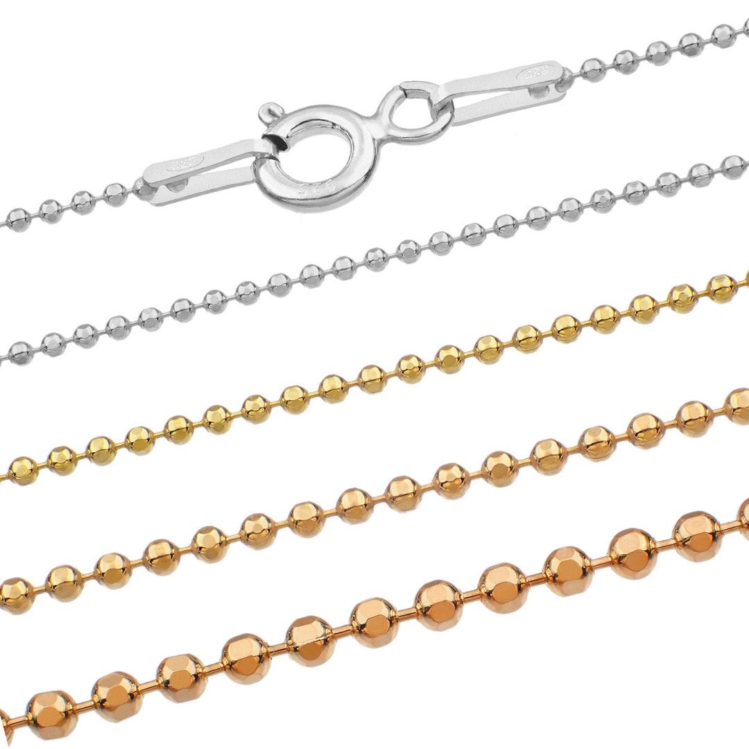 Silver Ball Chains 925 Sterling Lengths 40-75 Cm Thickness 1.0-1.9 Mm ...