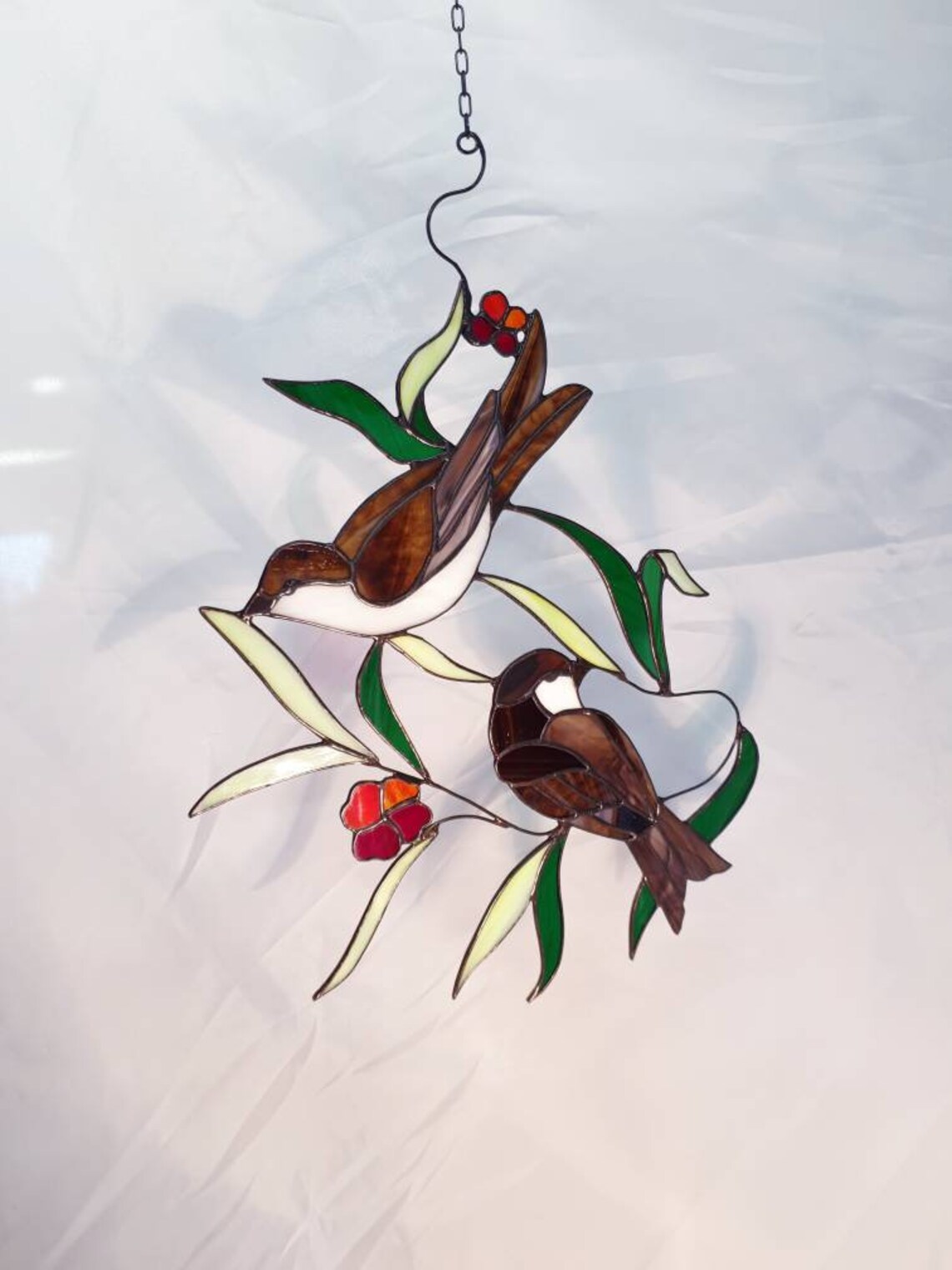 Glas in lood raamhanger vogels // musjes raamdecoratie // glas - Etsy ...