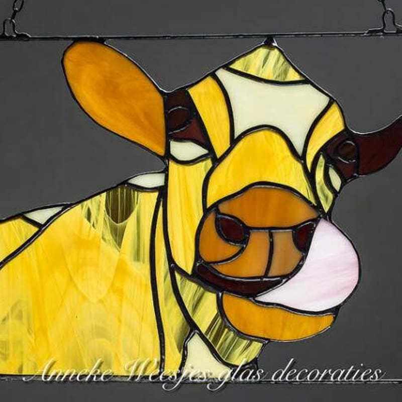 Stained Glass Cow - Etsy