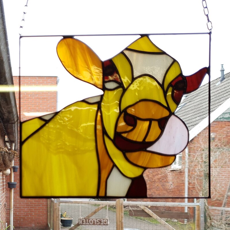 Stained Glass Cow - Etsy