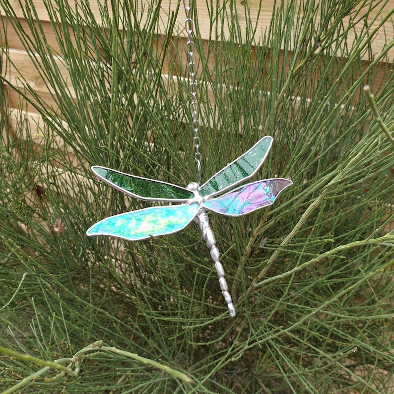 Glas in lood libel Glazen libelle met tinnen lijfje Tiffany | Etsy