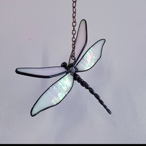 Glas in lood libel, Glazen libelle met tinnen lijfje, Tiffany libelle ...