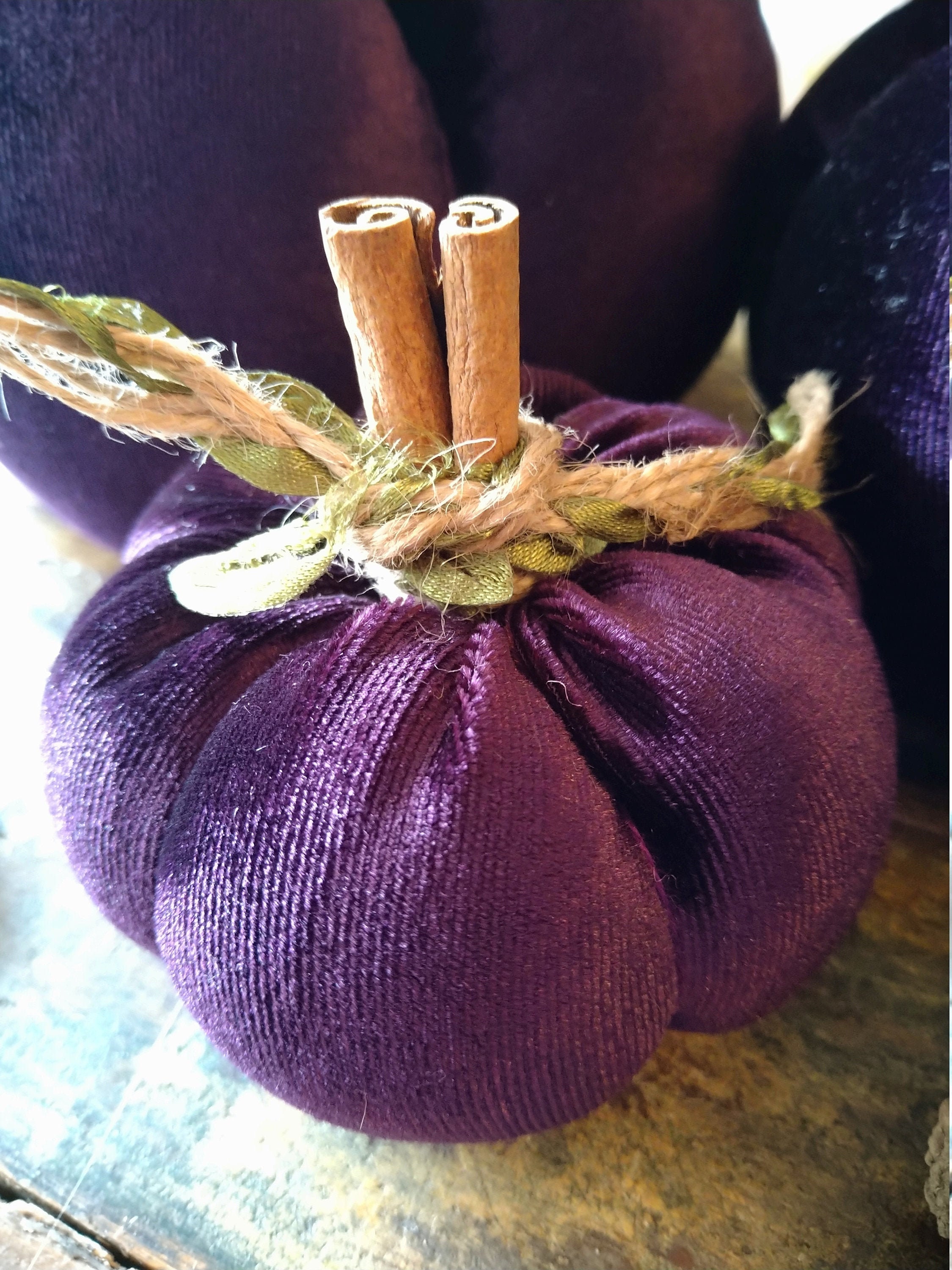 Deep plum purple velvet pumpkins for autumn home decor | Etsy