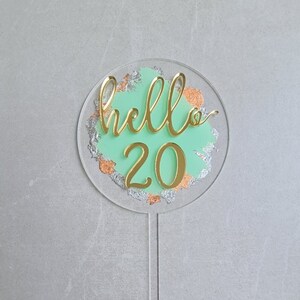 Hello 20 Personalized Cake Topper Birthday Cake Topper Custom Text Cake ...