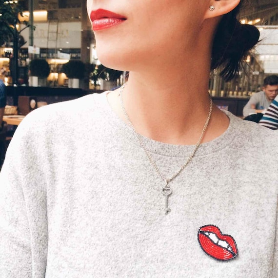 Lips Brooch Bead Embroidery Brooch Handmade Brooch Handmade | Etsy