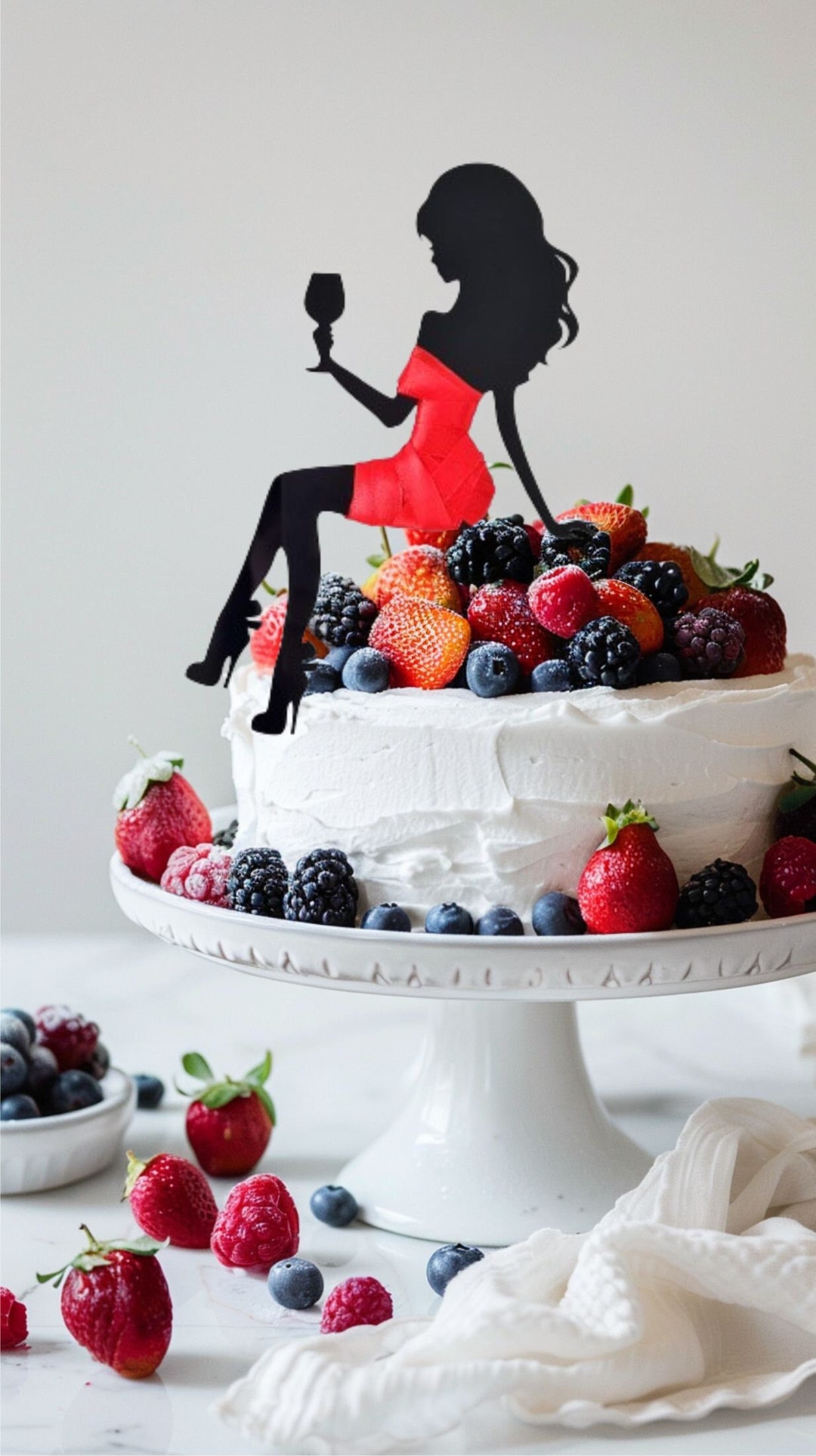 Sitting Girl Cake Topper Woman Silhouette Cake Toper Happy Birthday ...