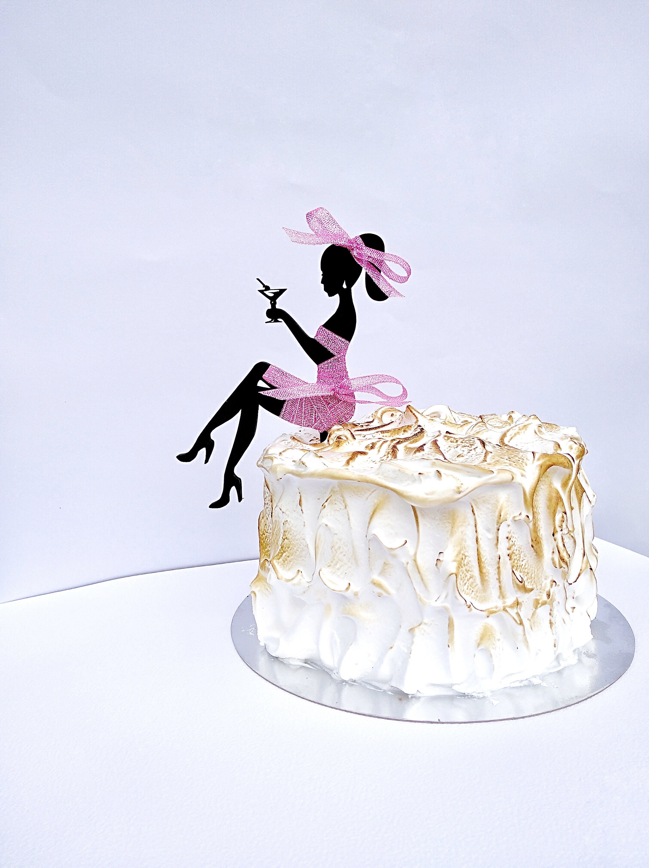 Birthday Girl Cake Topper Sitting Woman Silhouette Girl | Etsy