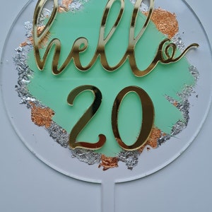 Hello 20 Personalized Cake Topper Birthday Cake Topper Custom Text Cake ...