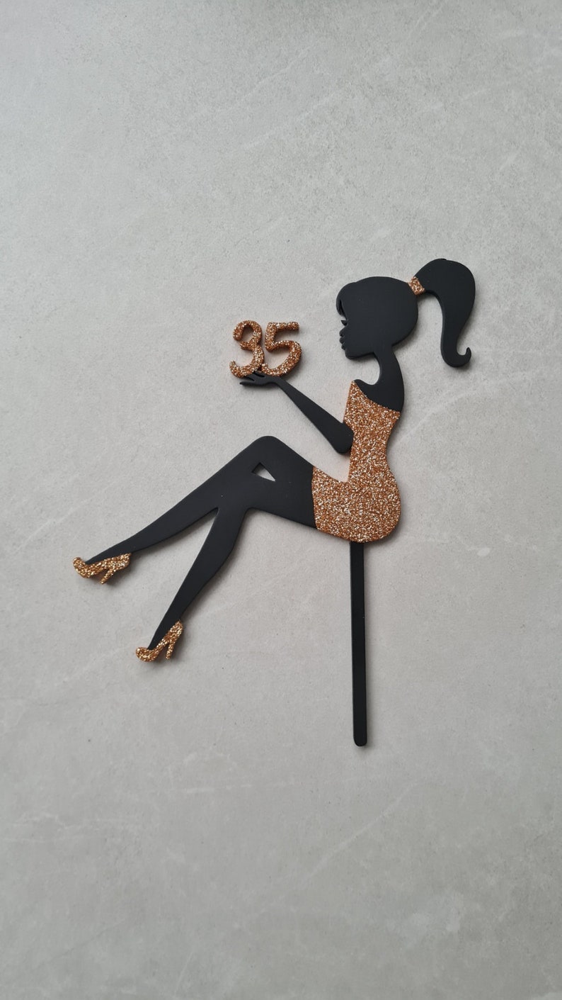 Sitting Girl Silhouette Cake Topper Woman Topper Custom Age - Etsy