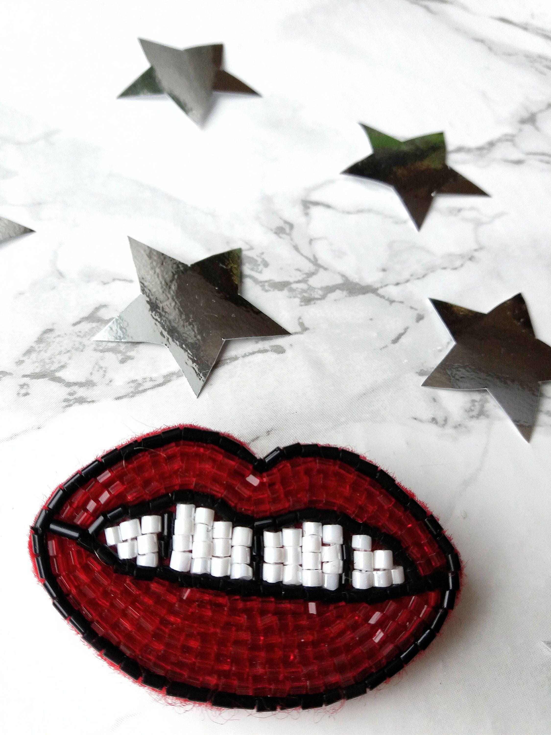 Lips Brooch Bead Embroidery Brooch Handmade Brooch Handmade - Etsy