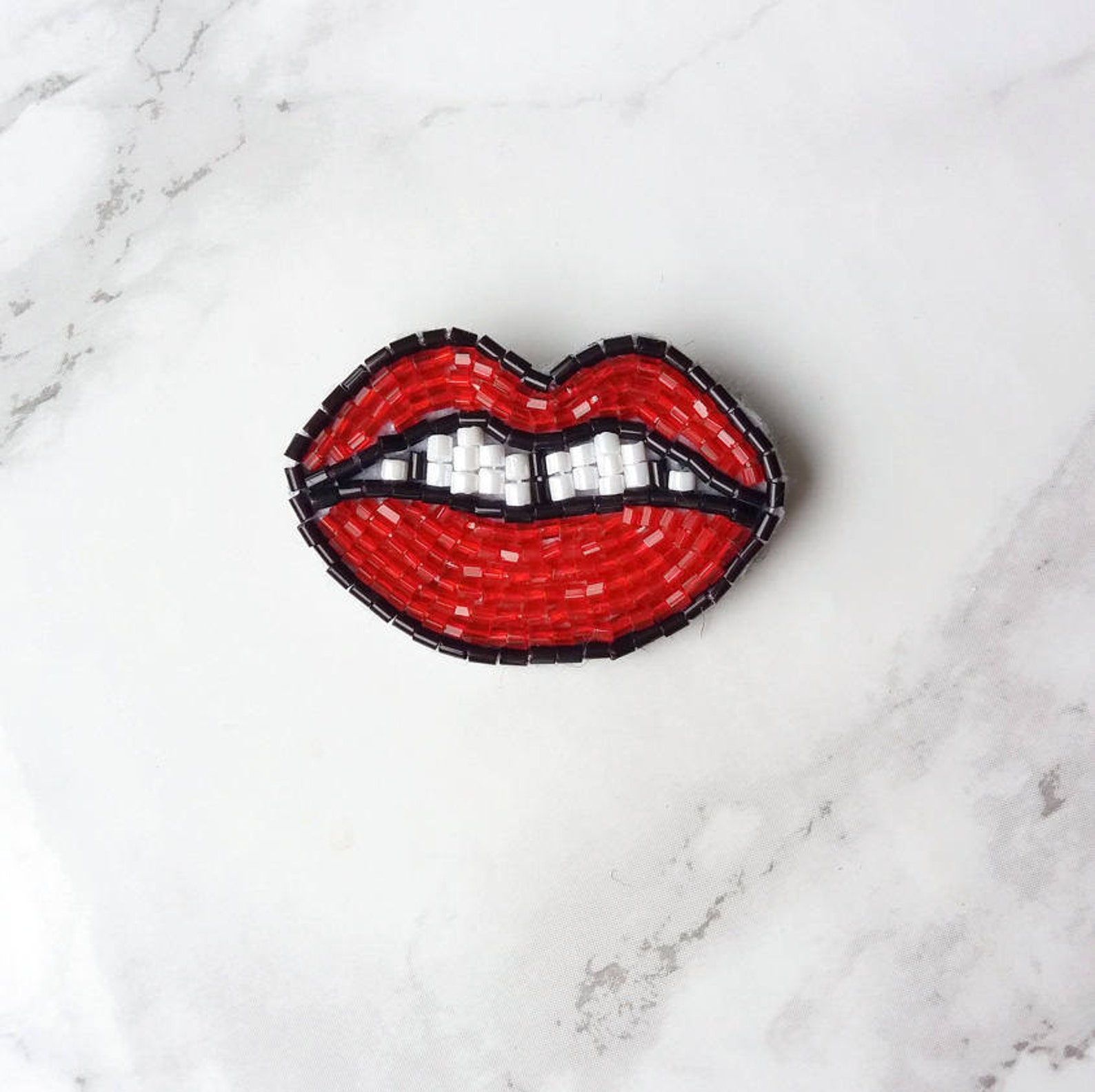 Lips Brooch Bead Embroidery Brooch Handmade Brooch Handmade - Etsy