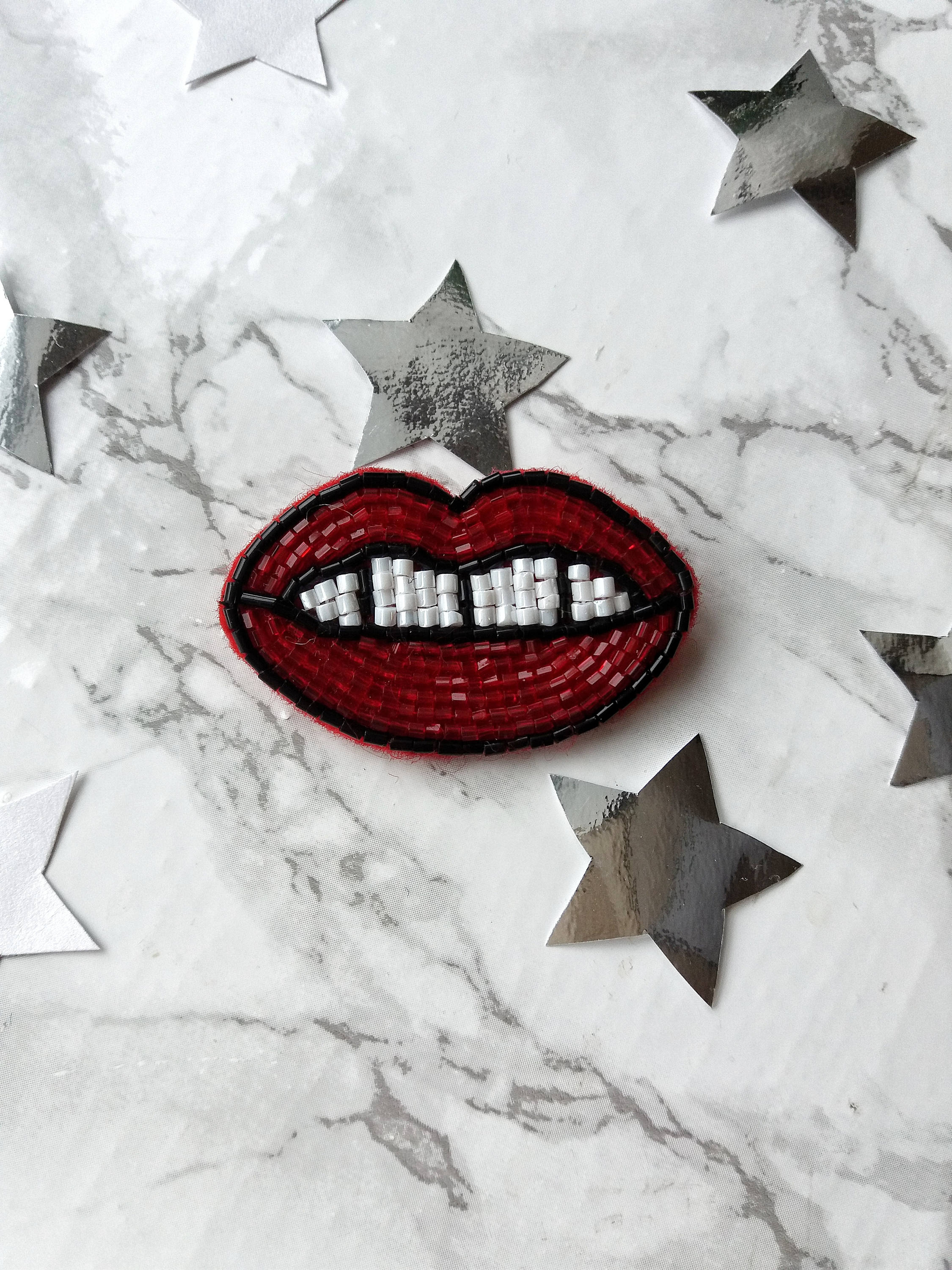 Lips Brooch Bead Embroidery Brooch Handmade Brooch Handmade - Etsy