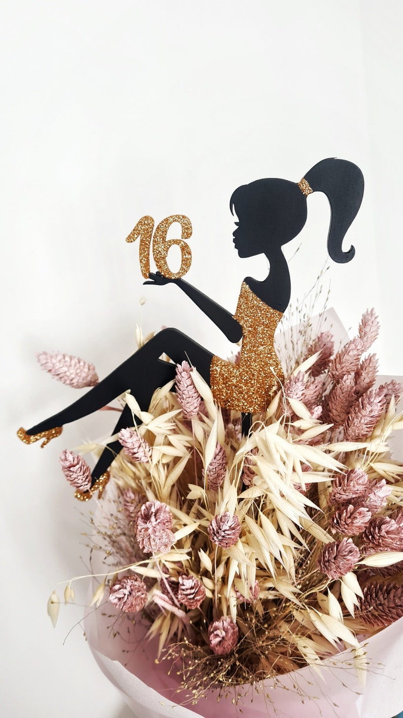 Sitting Girl Silhouette Cake Topper Woman Topper Custom Age - Etsy