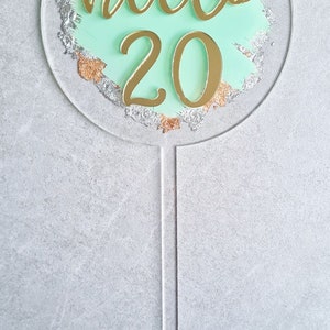 Hello 20 Personalized Cake Topper Birthday Cake Topper Custom Text Cake ...