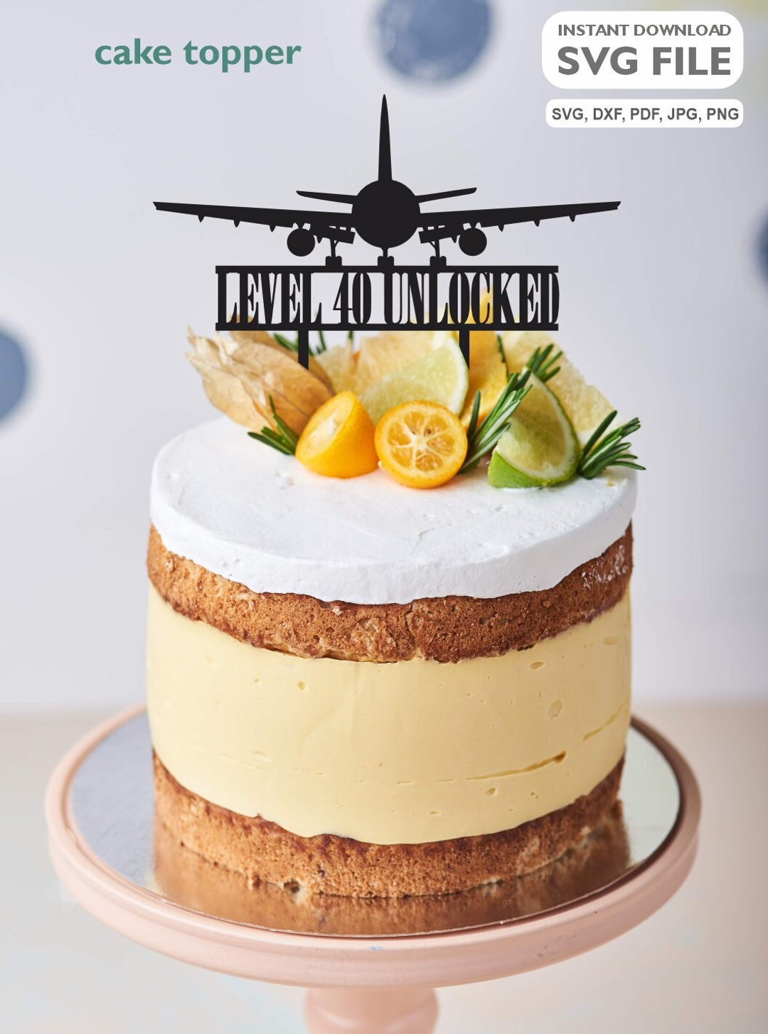 Level 40 Unlocked, Travel Cake Topper, Plane, Traveling, Cut File ...