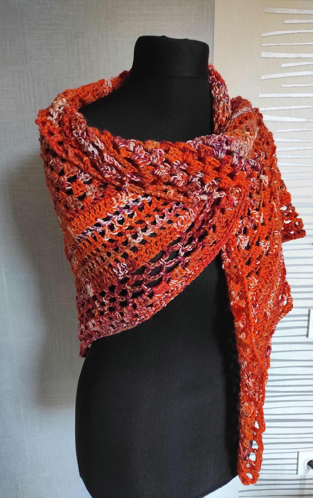 Handmade Crochet Multicolored Triangle Scarf - Etsy