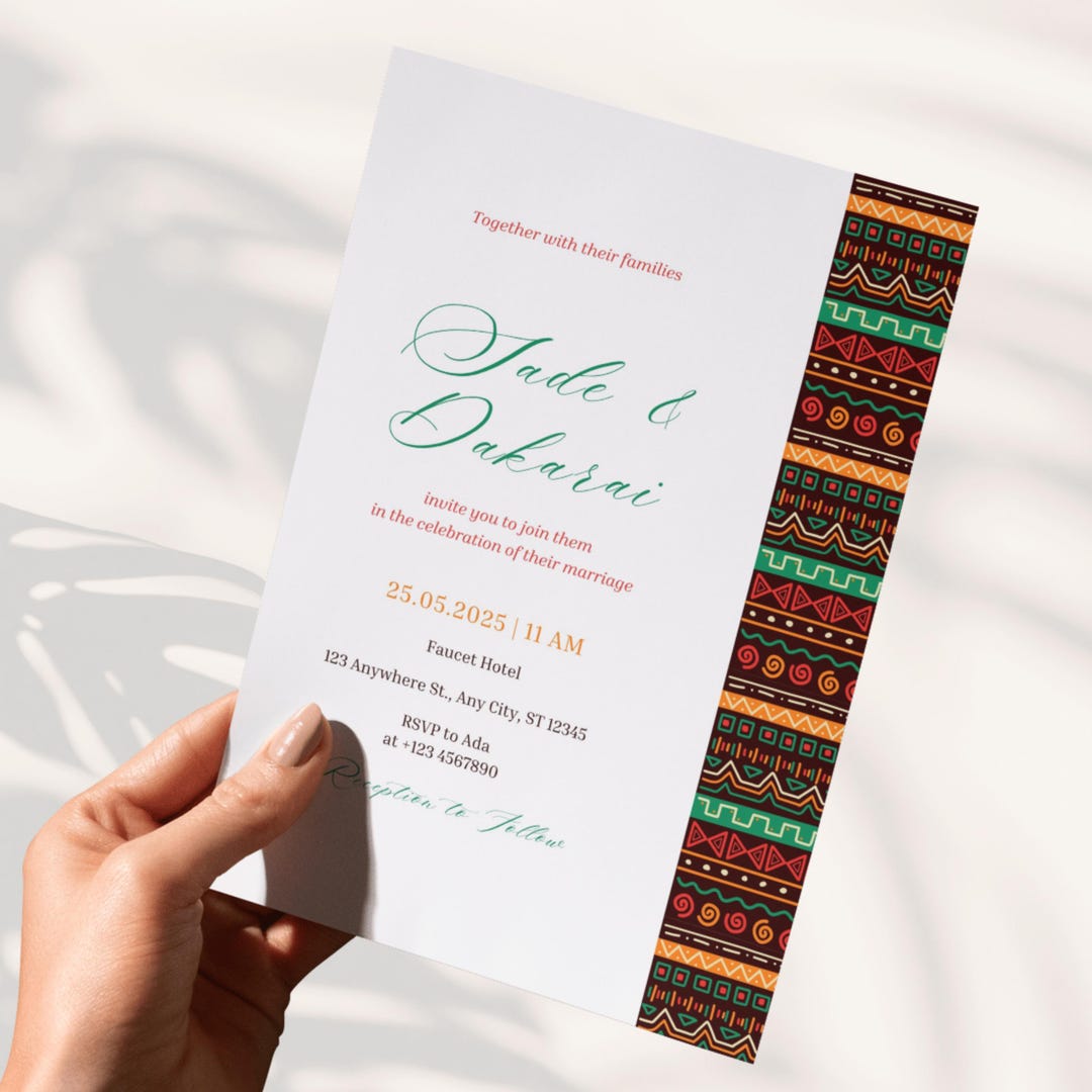 African Wedding Invitation Template: Tribal Design (digital Download ...