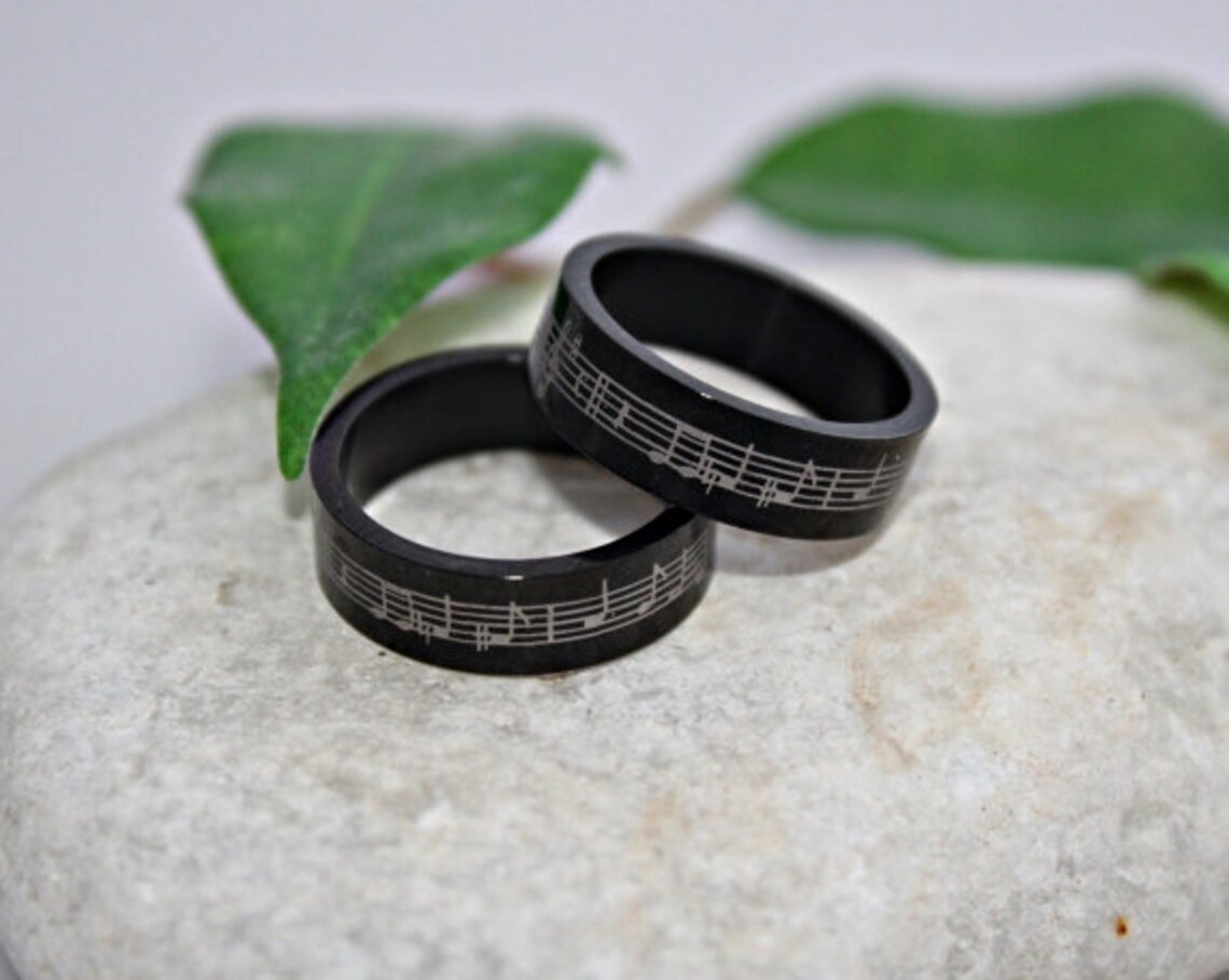 Music Ring Black Stainless Steel - Etsy