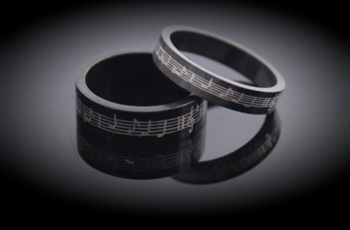 Music Ring Black Stainless Steel - Etsy