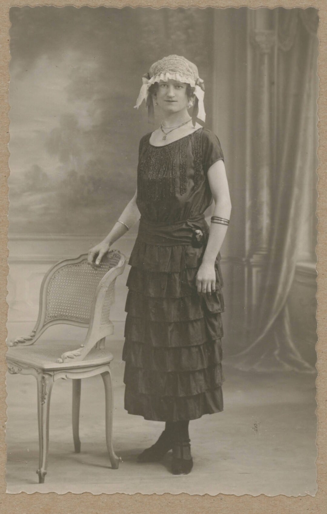 Flapper in Boudoir Bonnet | French 1920's Studio Portrait | Antique ...